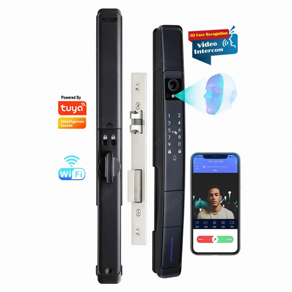 Outdoor Waterproof Aluminum Sliding Door Lock Tuya Face Recognition ...