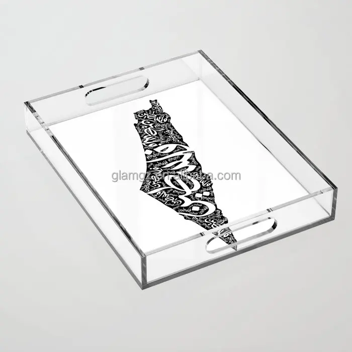Elegant Acrylic Tray with Transparent Plexi Arabic Calligraphy