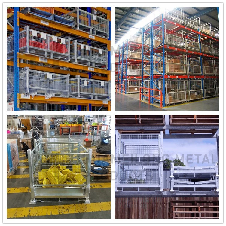 Heavy duty galvanized steel stackable folding wire mesh metal ...