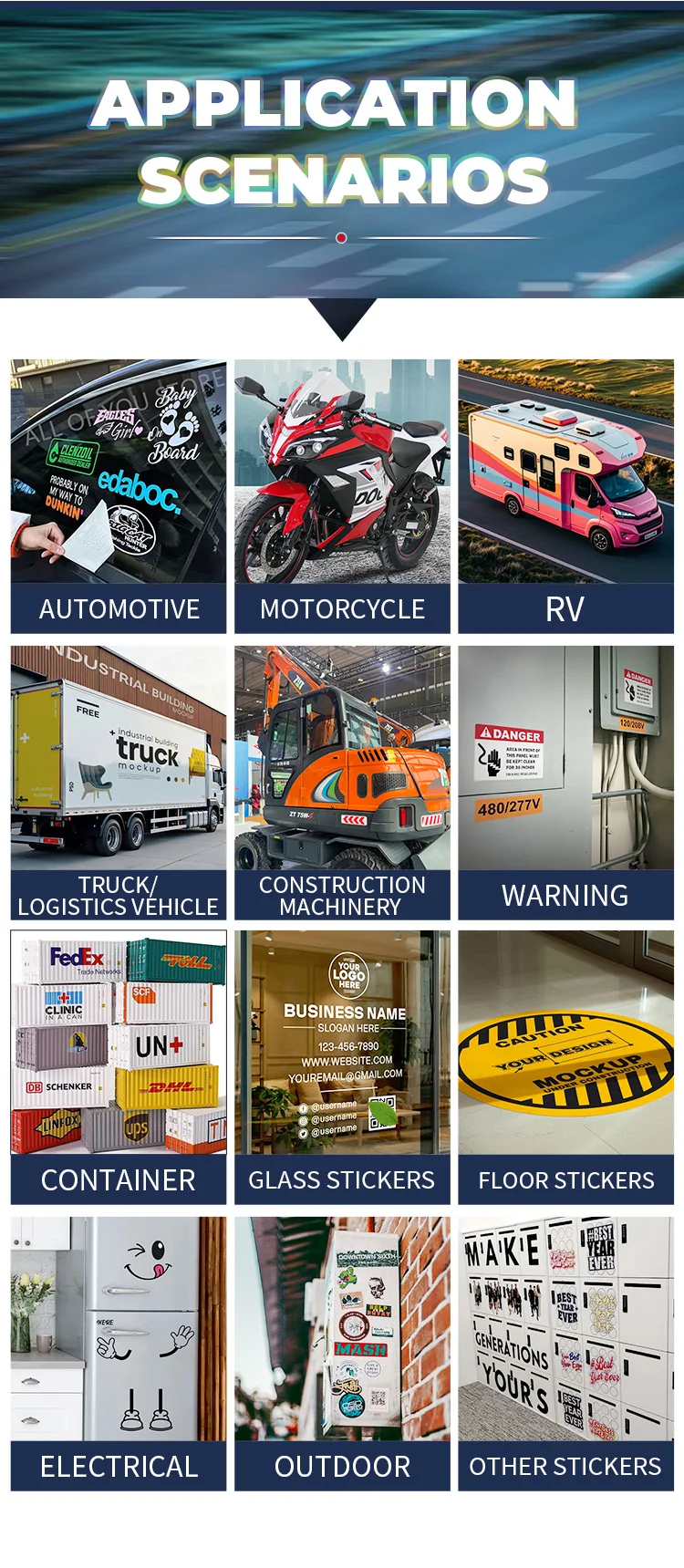 UV Resist Weatherproof Die Cut Logo Vehicle Bumper Stickers
