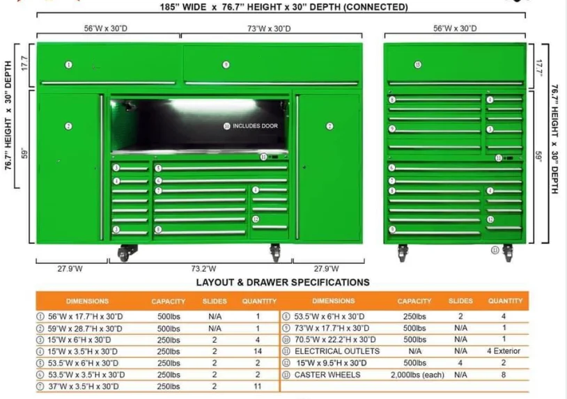 Industrial Tool Chest Tool Cabinet Workshop Garage Cabinet Kit ...