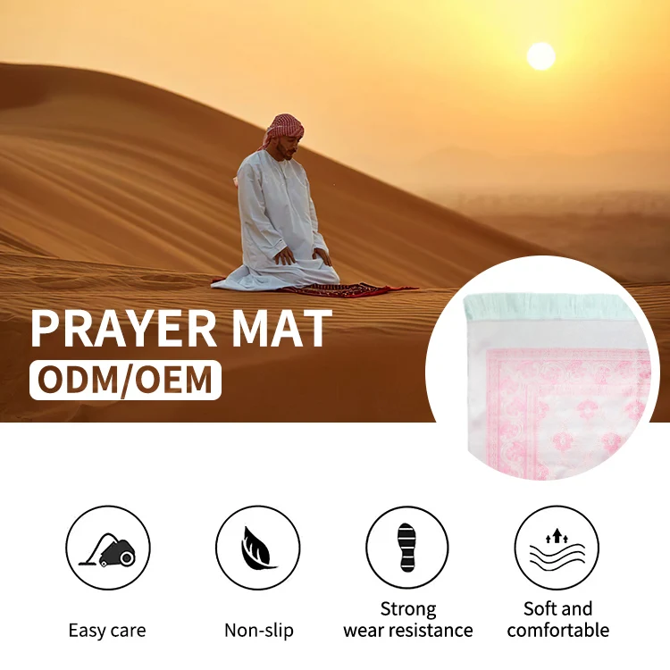 New Design Muslim Islamic Prayer Mat Bag Set with Prayer Beads in Satin ...