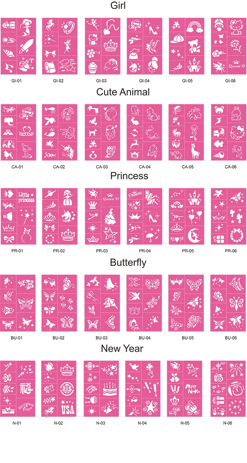 Customized Body Art Adhesive Stencil Pvc Stencil Kids Drawing Stencils - Buy Face Paint Stencils ...