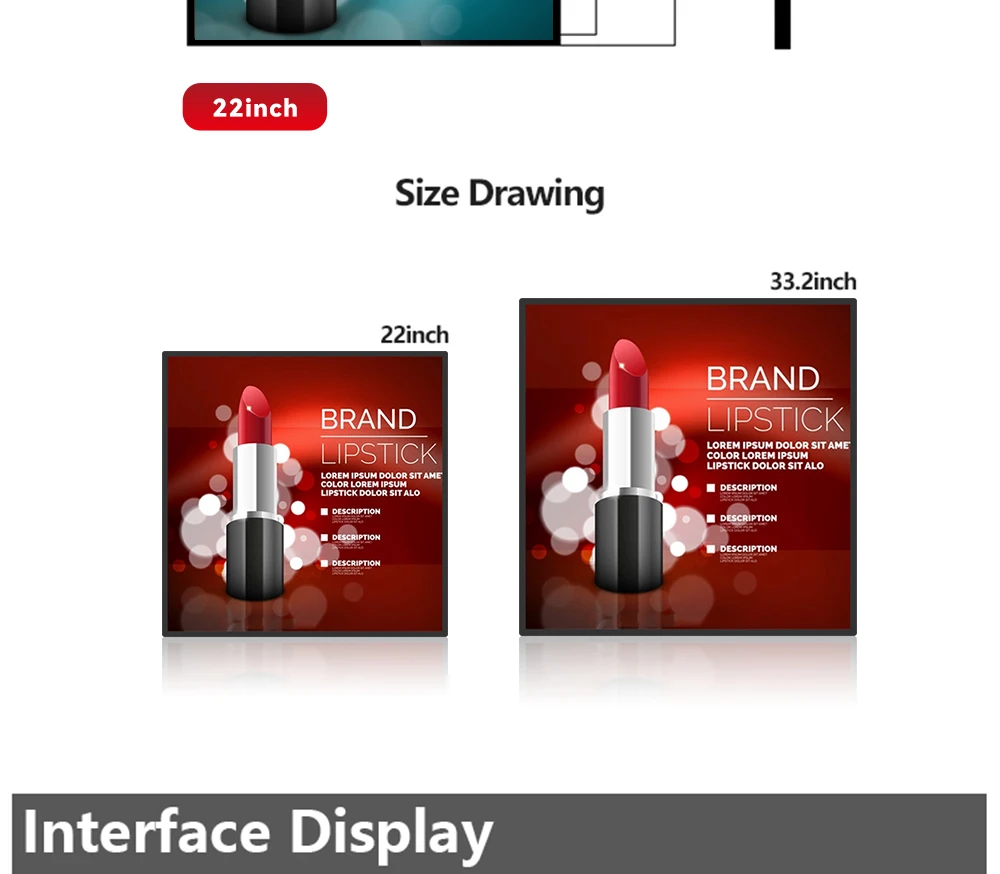 New Product Square Lcd Display Wall Mounted Screen Smart Android Ad ...