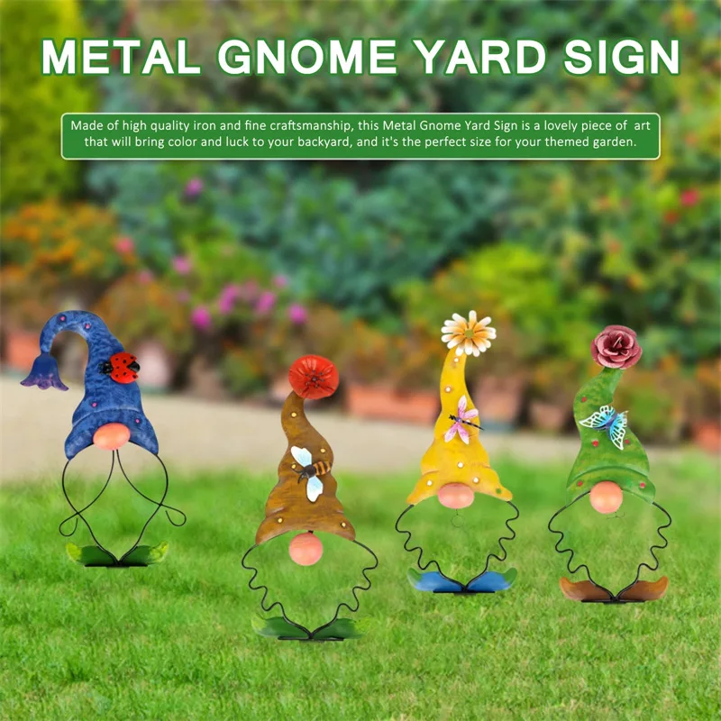 Metal Dwarf Garden Stake Garden Gnomes Yard Signs Stakes Metal Gnome ...