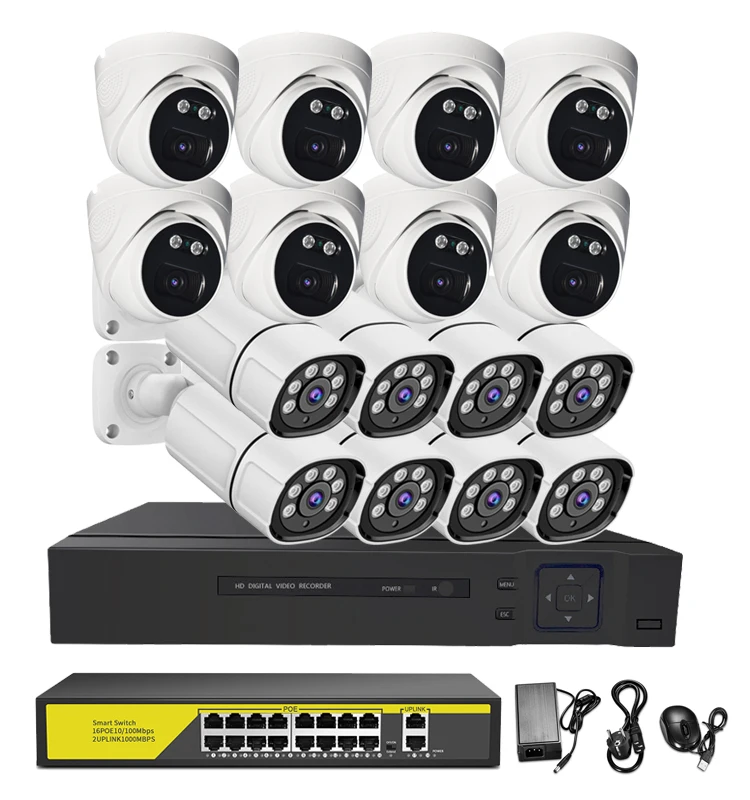 5mp 8mp 4k Poe Outdoor Security Ip Camera 12 16 16ch 32 64 Channel Nvr ...