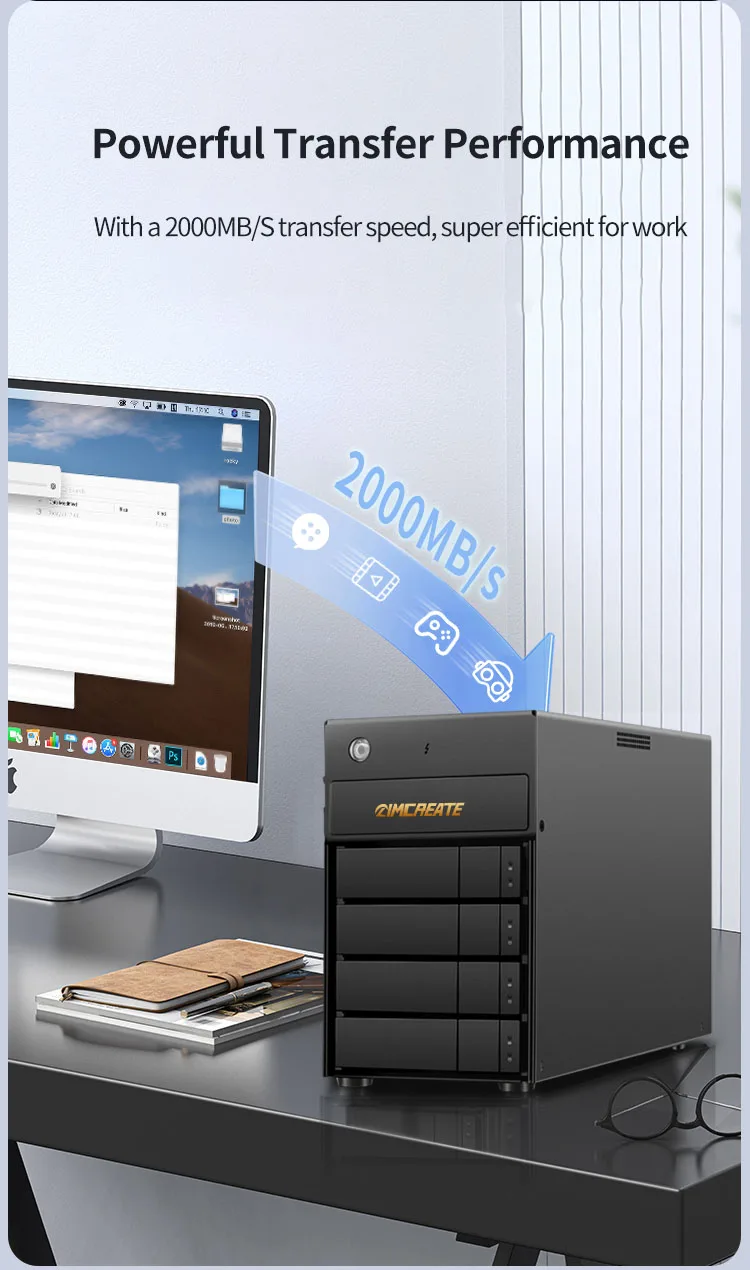 Timcreate DT104 Enterprise RAID SSD 16TB Hard Disk Hard Drives Case for ...