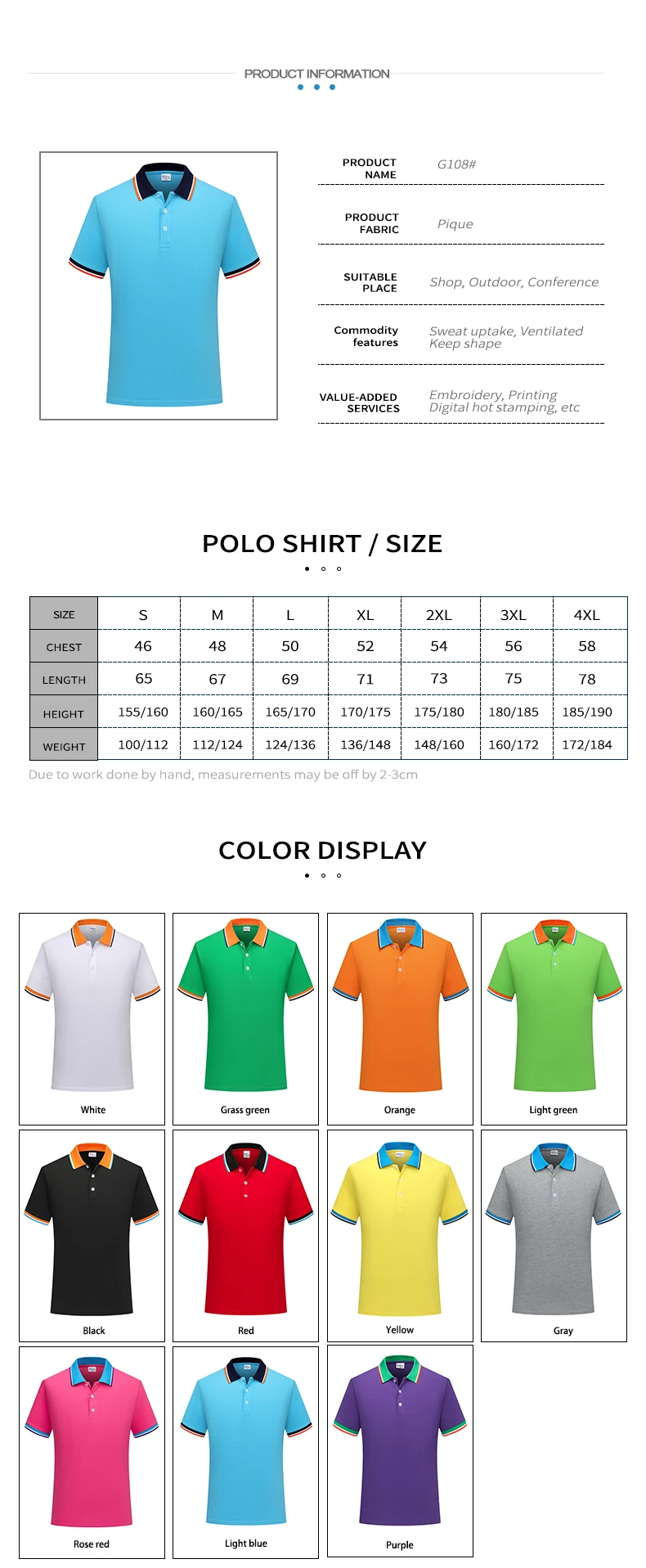 Wholesale Golf Custom Logo Mens Polo Shirts - 100% Cotton