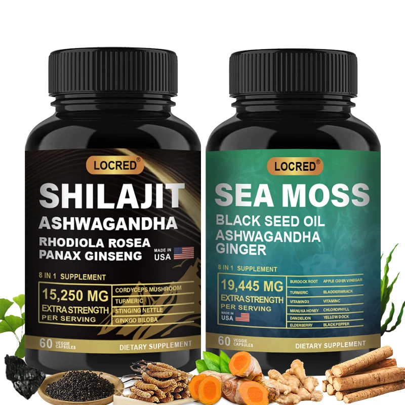 OEM Private label Shilajit and Sea Moss Capsules Combo Pure Himalayan ...
