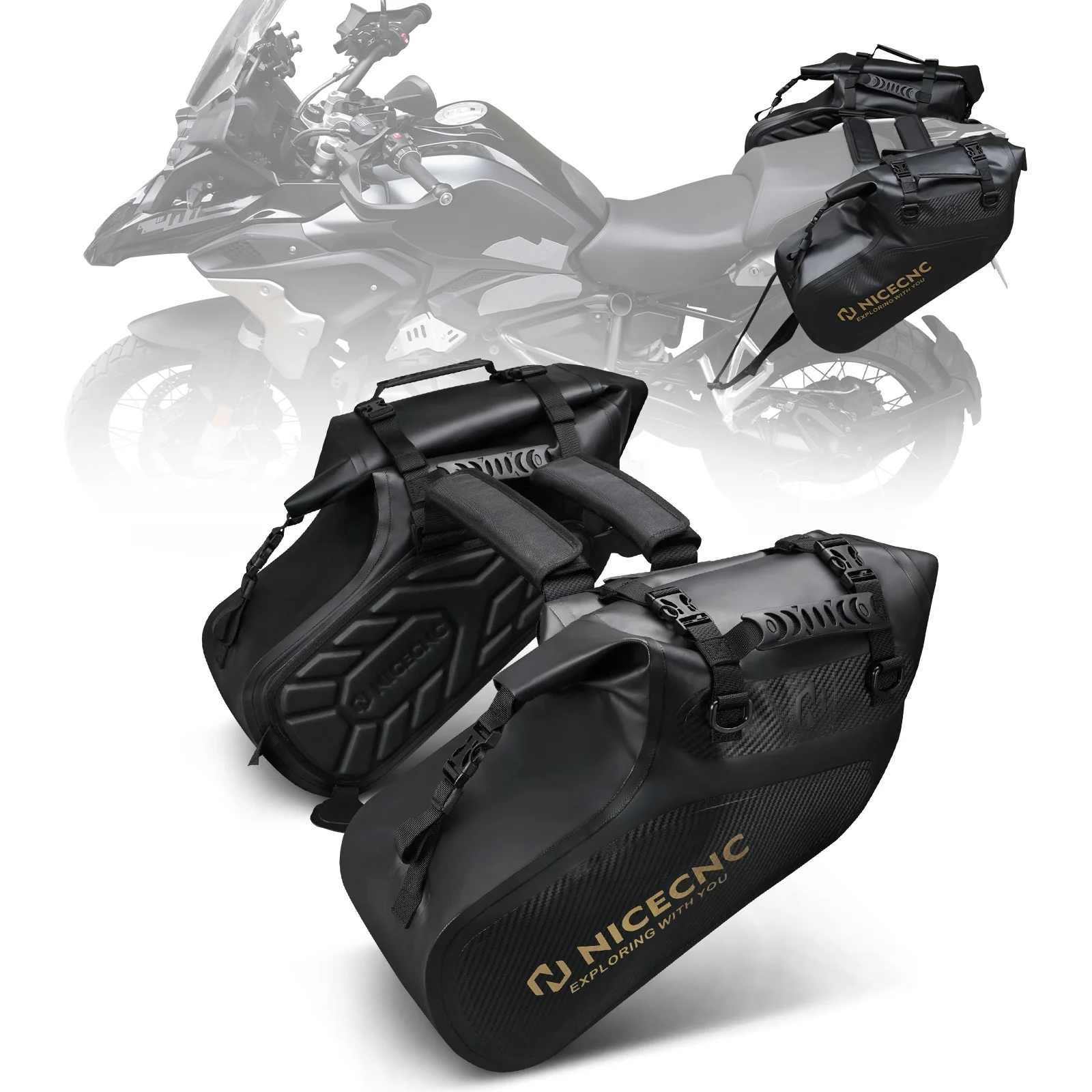 NiceCNC Motorcycle Waterproof Saddlebags Luggage Panniers Tail Bags For ...