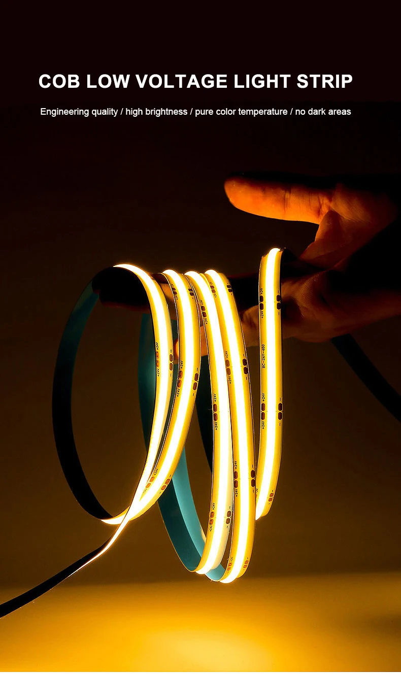 Cob Led Strip Light - 320 Leds, 12V/24V, 50000 Hours Lifespan