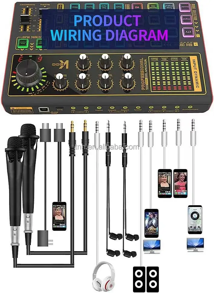 TNH SC- K300 USB Sound Card with Audio Mixer Interface Sound Board ...