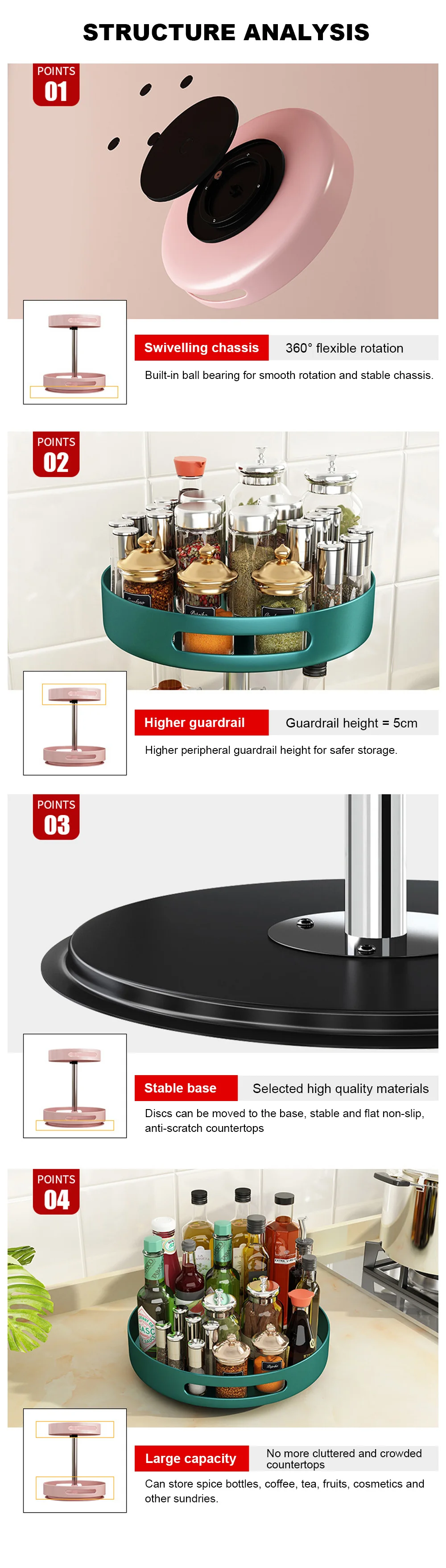 360 Turntable Rotating Spice Jar Rack Set Organizer Rivolving Spice ...