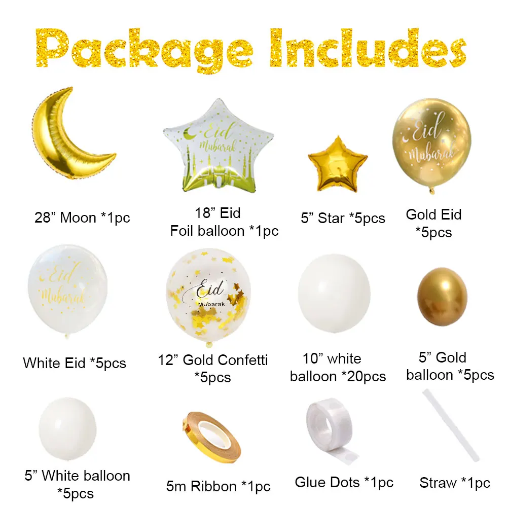 Indoor Muslim Eid Mubarak Balloon Kits Moon Star Eid Balloon Decoration ...