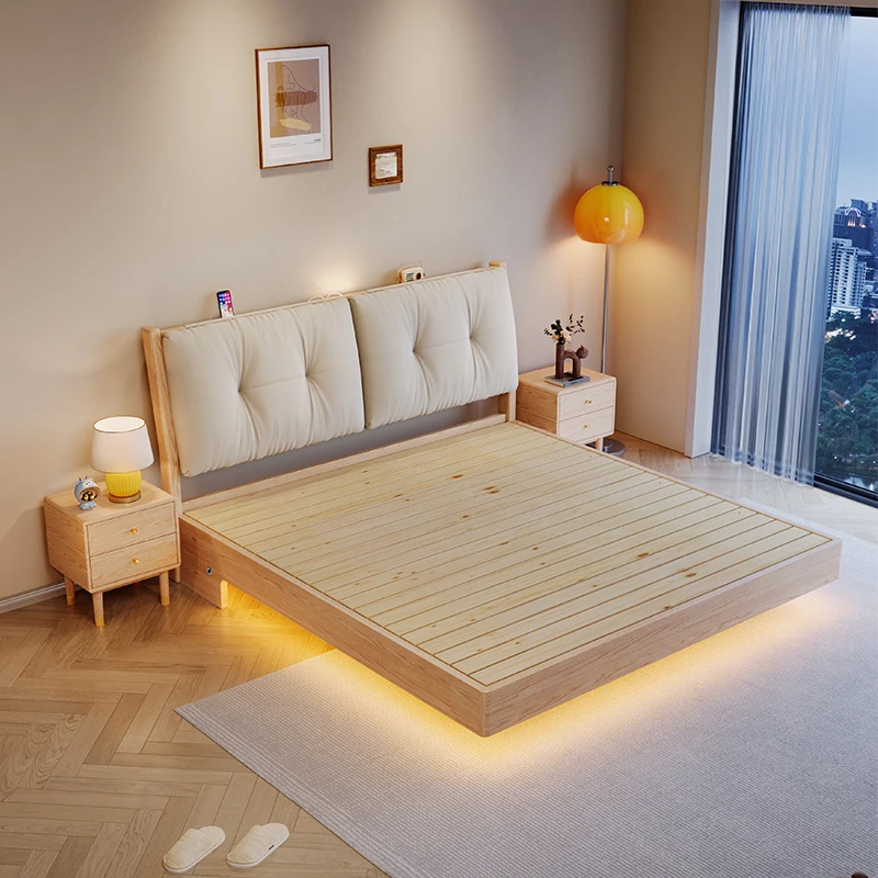 Custom Modern Design Queen/king Floating Bed with Storage