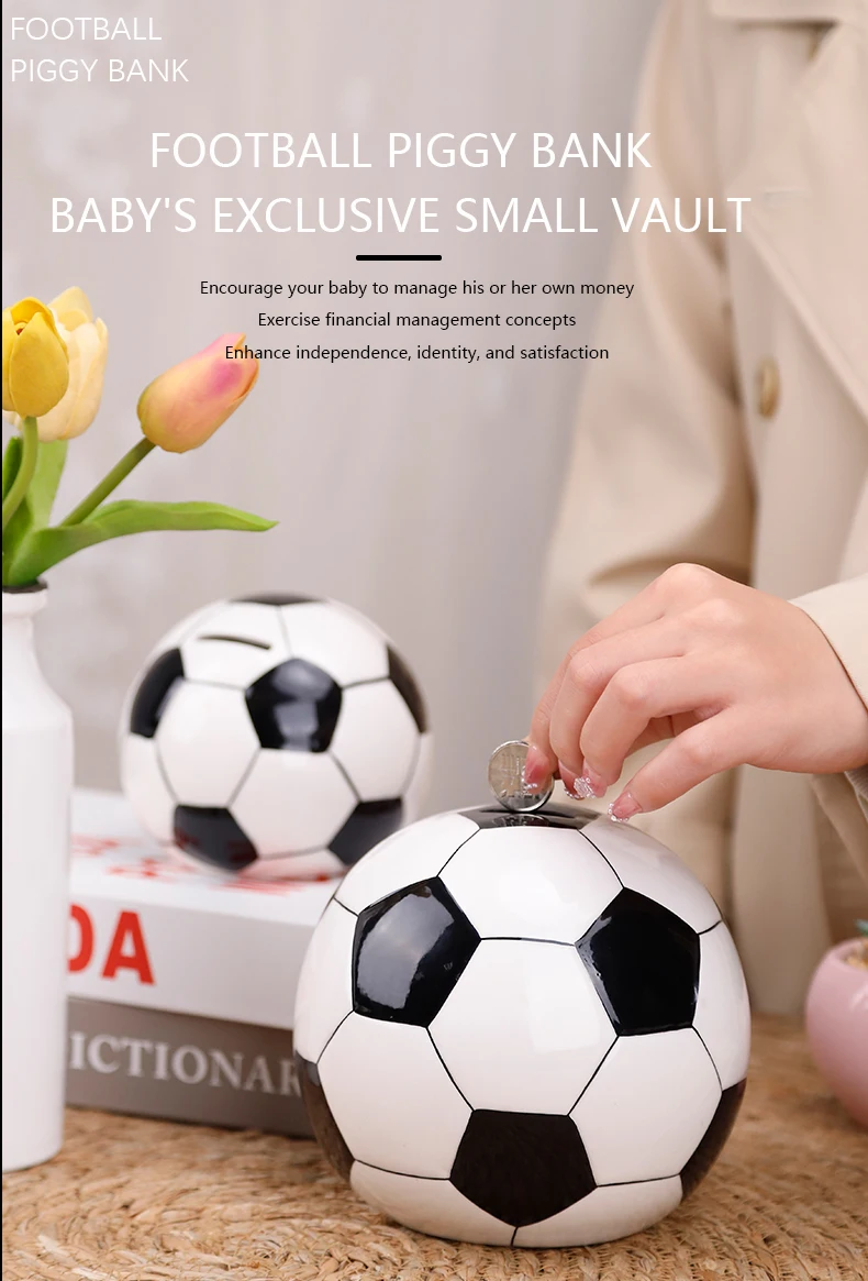 Redeco New Design Creative Football Piggy Bank Cool Piggy Bank for ...