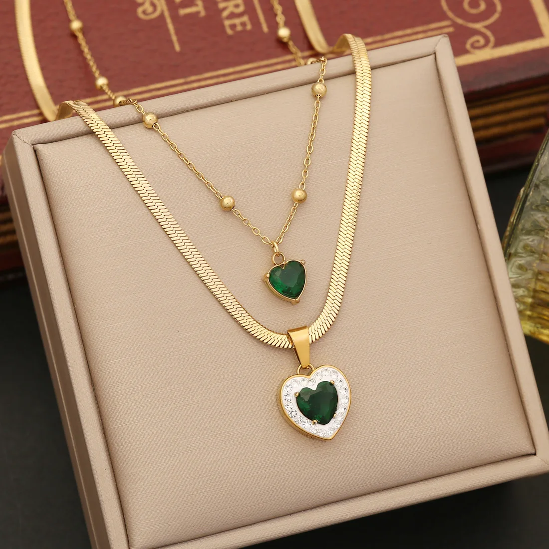 Stainless Steel Jewelry Set with 18K Gold Plating