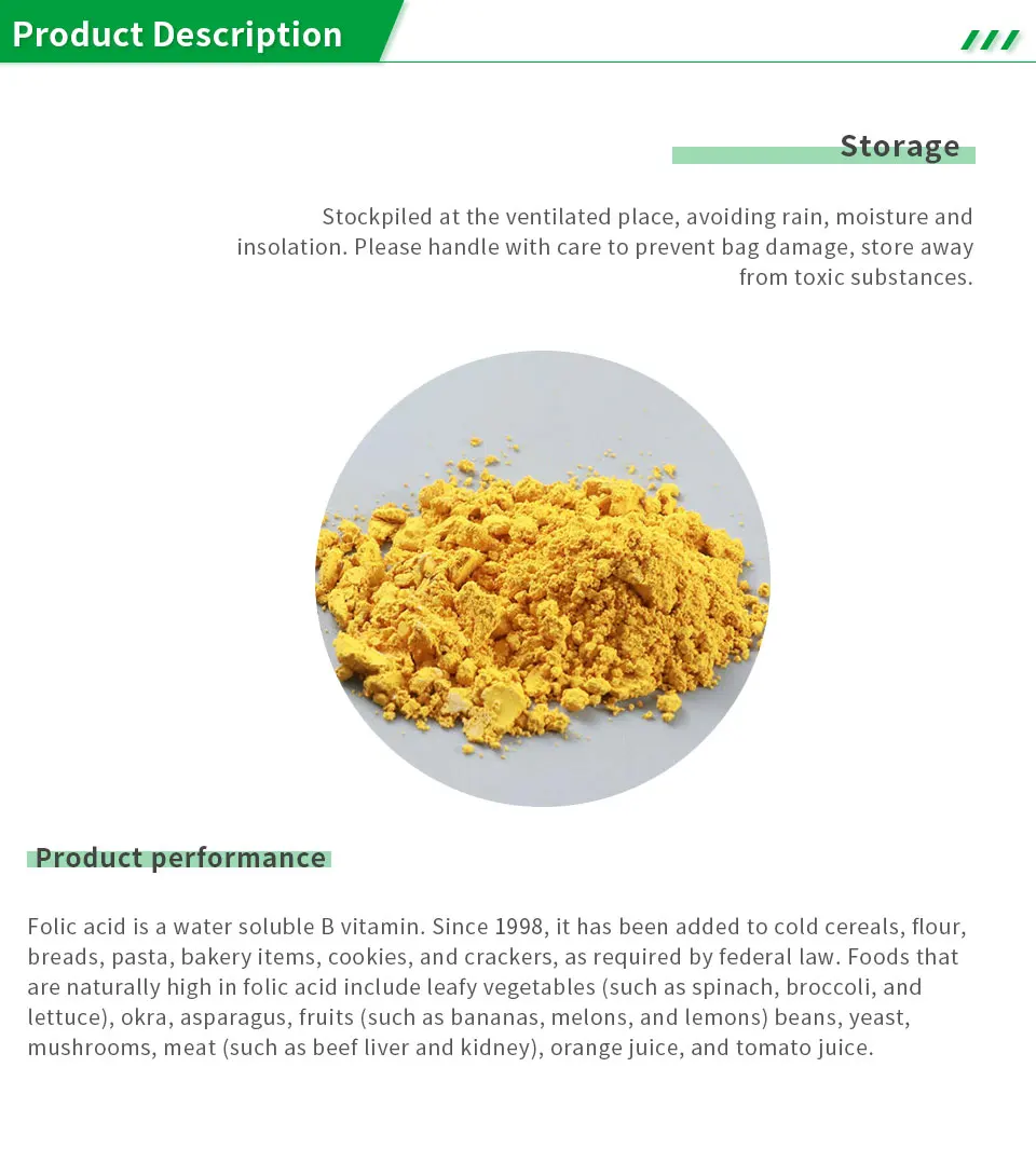 Bulk Sale Raw Material Food Additive Folic Acid Food Grade Vitamin B9 ...