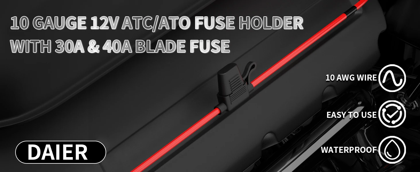 Automotive Heavy Duty Atc/ato Middle Blade Fuse Holder 12v 10aw Gwire ...