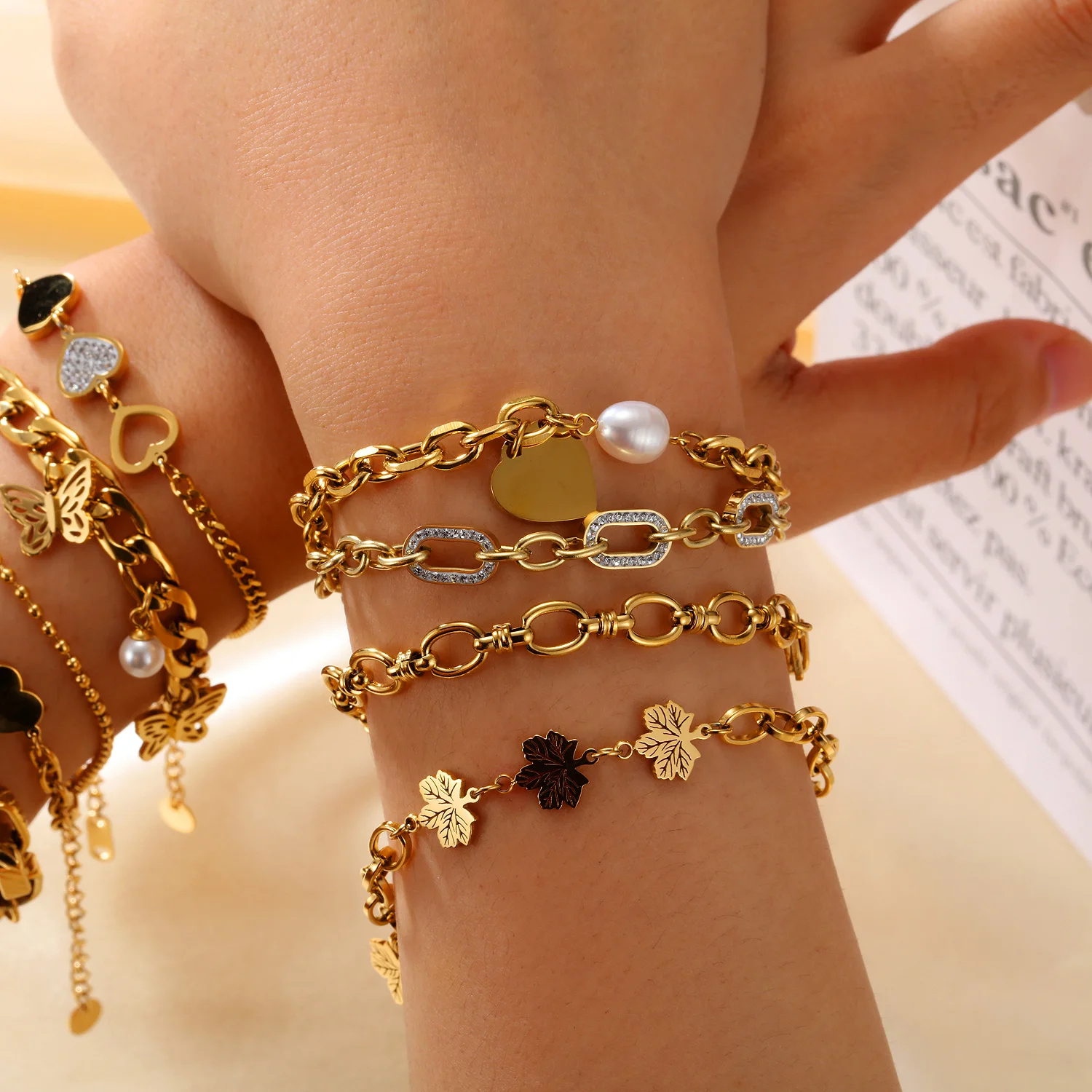 Factory Direct Stainless Steel Jewelry Fashion 18k Gold Plated Heart ...