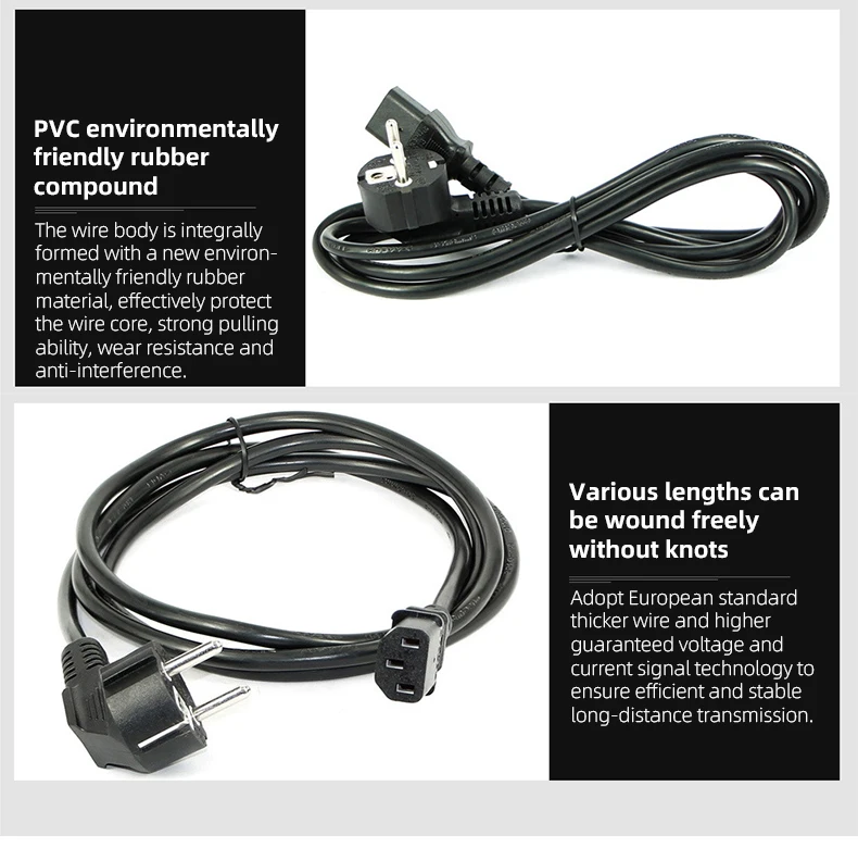 High Quality 3 Pin Ac European Power Plug Cable Wholesale Eu Ac Power ...