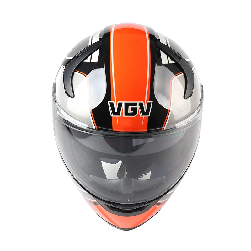 V606 Bright Orange Dot Certification Full Face Helmet Double Lens ...