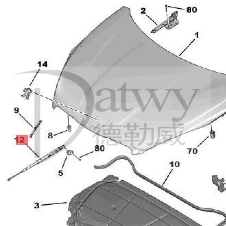 Oe 9676537380 792529 9827579280 7925.29 7925 29 Bonnet Gas Spring Strut ...