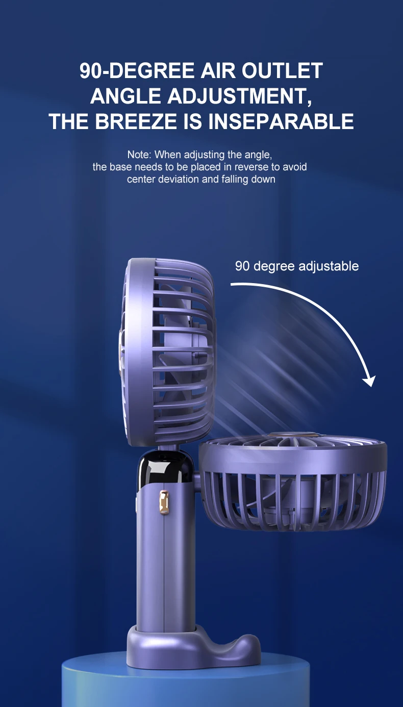 USB Rechargeable Fold Handheld Fan - 3 in 1 Portable Cooler