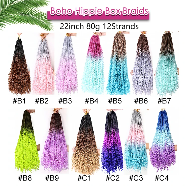 14 Inch Boho Box Crochet Hair Bohemian Goddess River Bob Box Braid ...