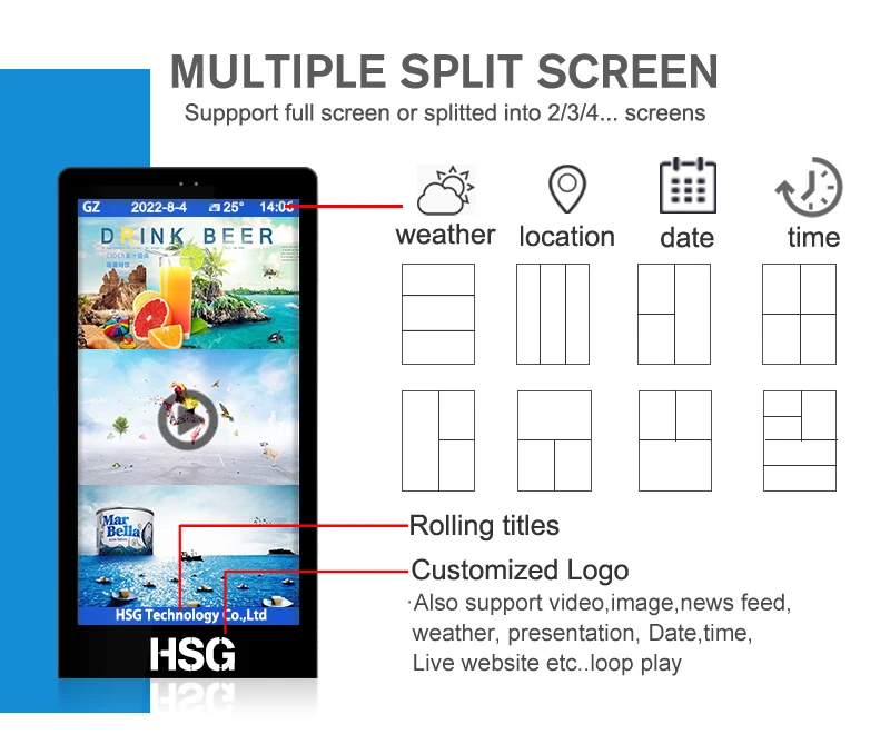 4k Hd Indoor Outdoor Digital Signage Monitor Interactive Wall Mounted ...