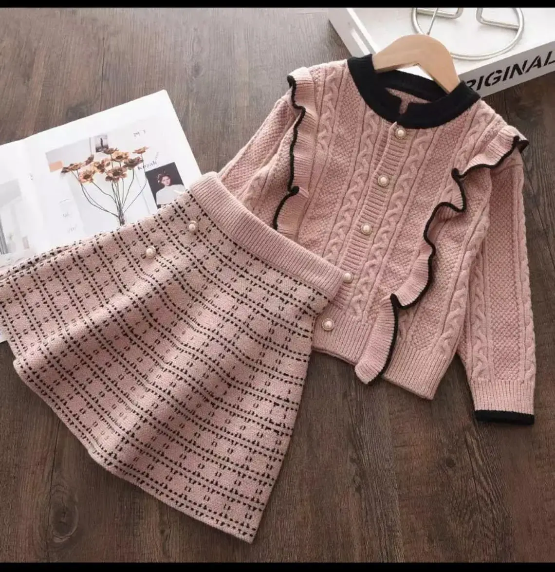 Paleo Baby Winter Knit Cotton Cardigan Set Soft Ruffle Toddler Girl ...