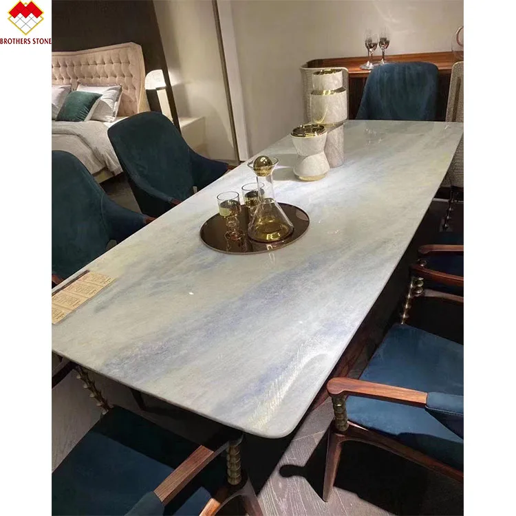 Fantasy Blue Marble Vanity Top - Custom Blue Crystal Quartz