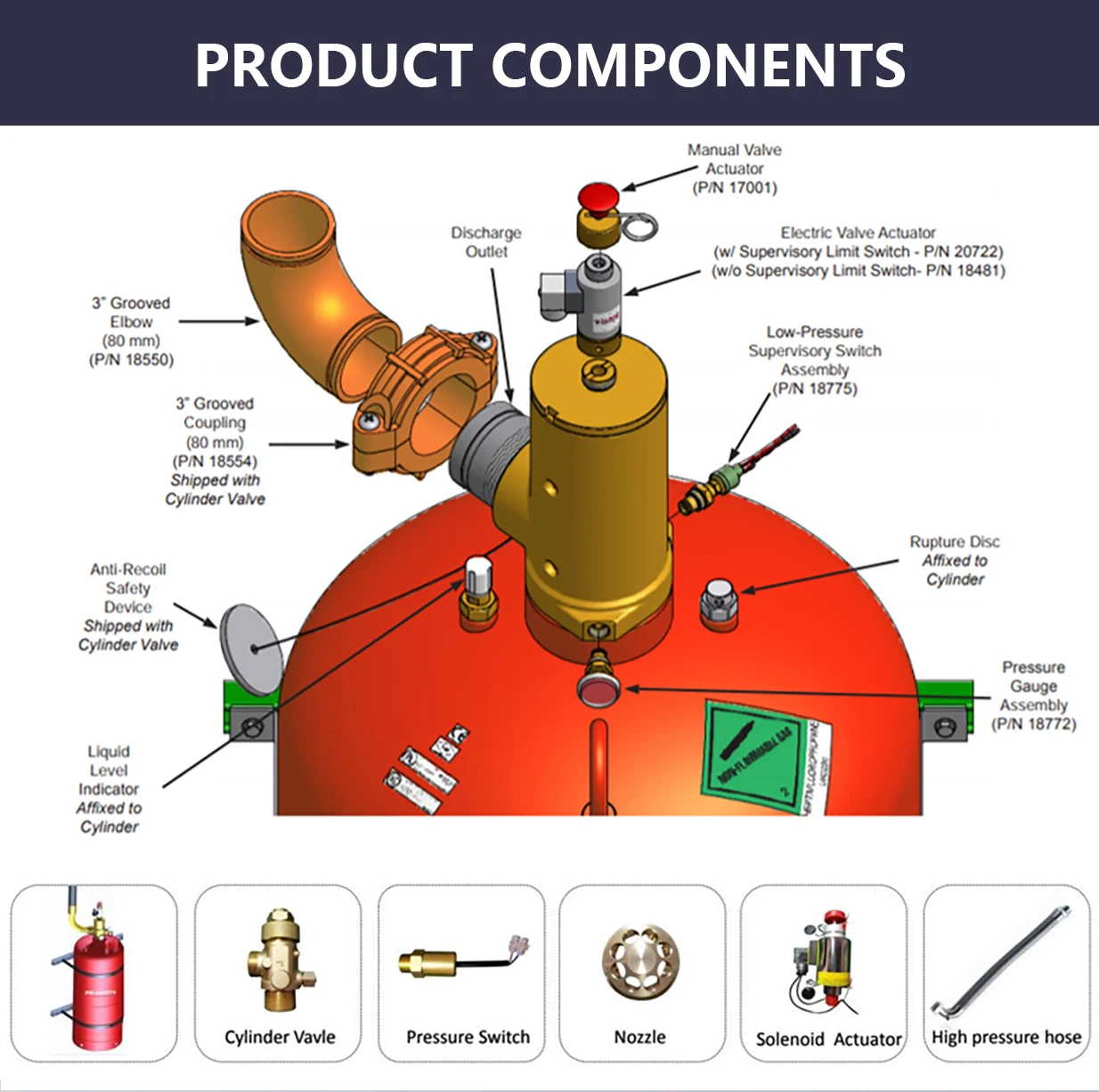 Fm200 Fire Suppression System 40l 70l 90l Or As Customized Fire ...
