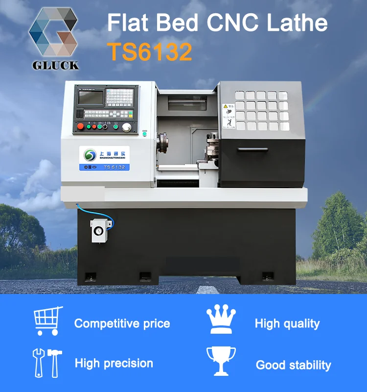 Ts6132 China Good Stability Metal Cheap Flat Bed Cnc Lathe Machine With ...