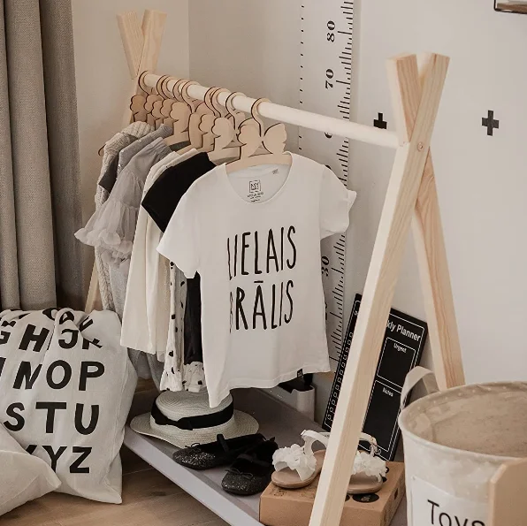 Storage Space Garment Rack Children Wardrobe Teepee Style Clothing Rack ...