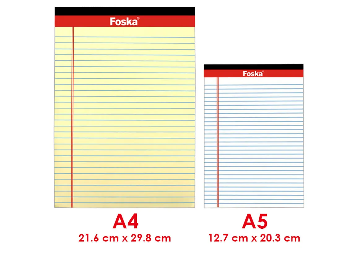 Foska School Office A4 Legal Wide Ruled Notepad Legal Pad Canary 50 ...