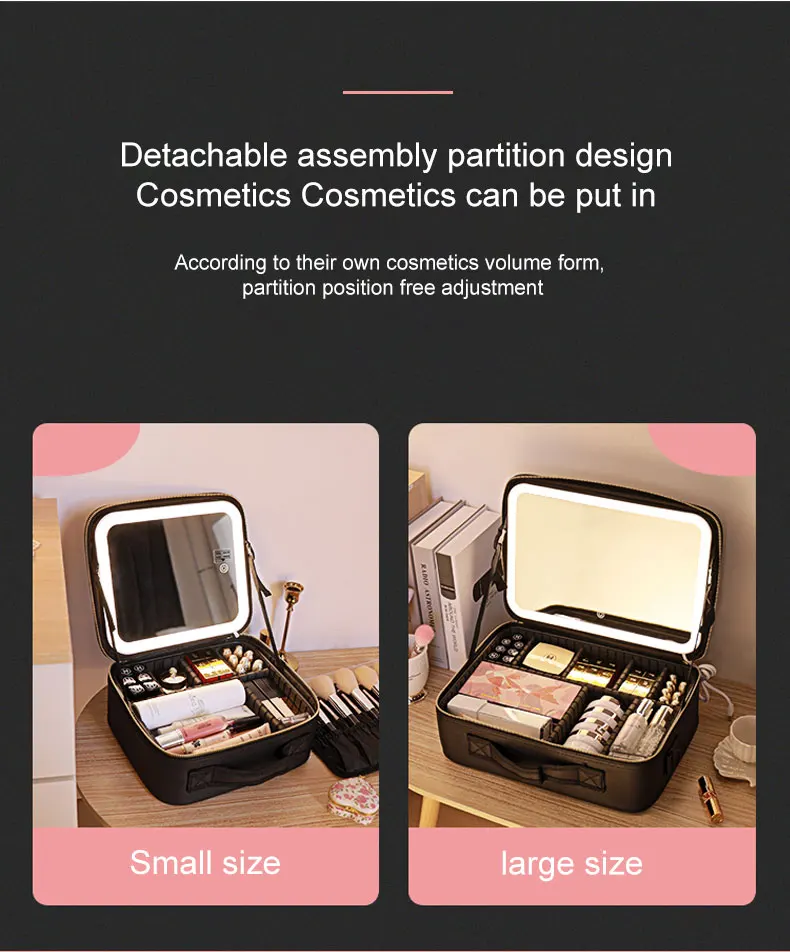 Custom Logo Foldable Portable Make Up Pu Material Travel Vanity Makeup ...