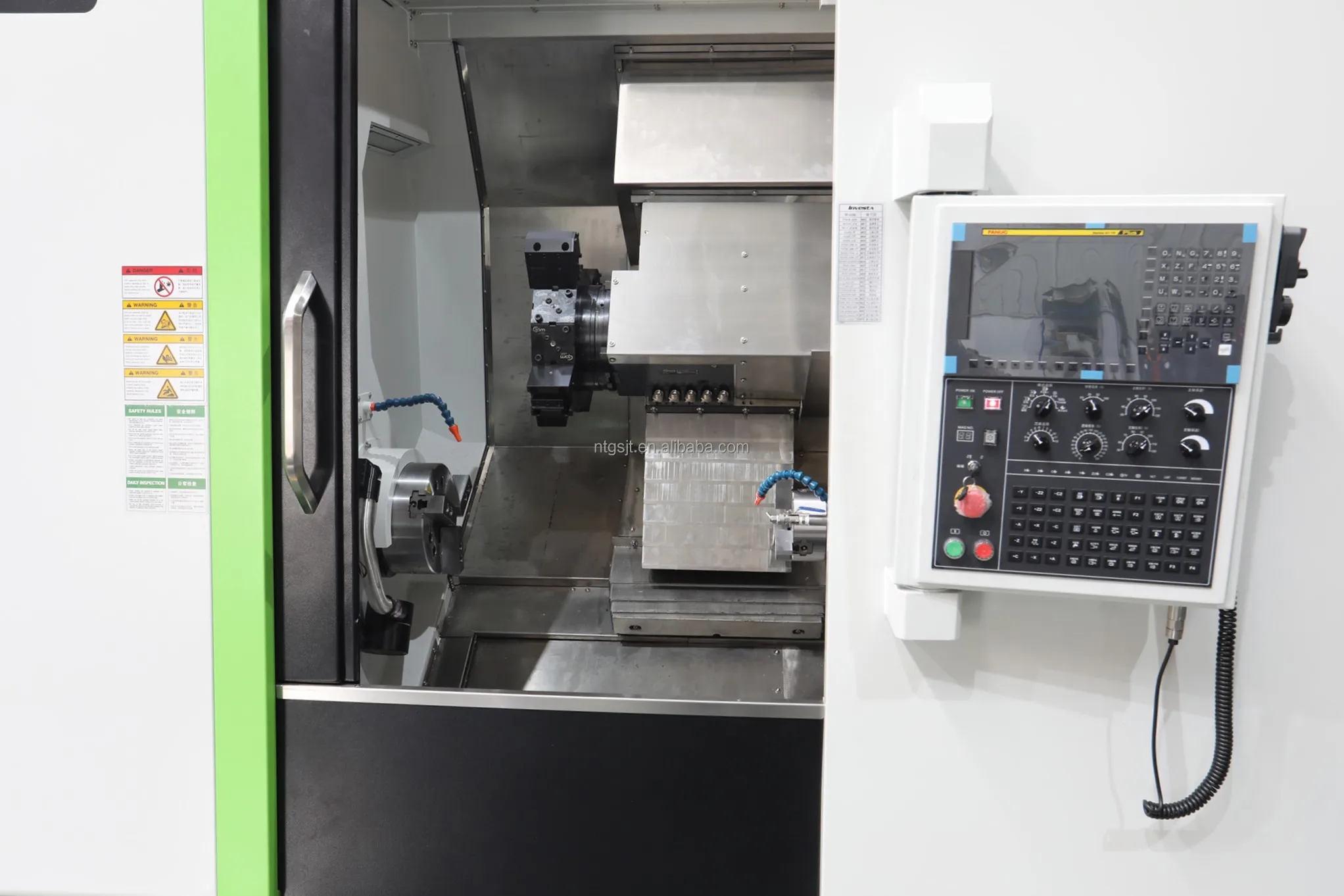 Ict625ys Double Spindle Bar Feeder CNC Turning Lathe Machine Fanuc ...