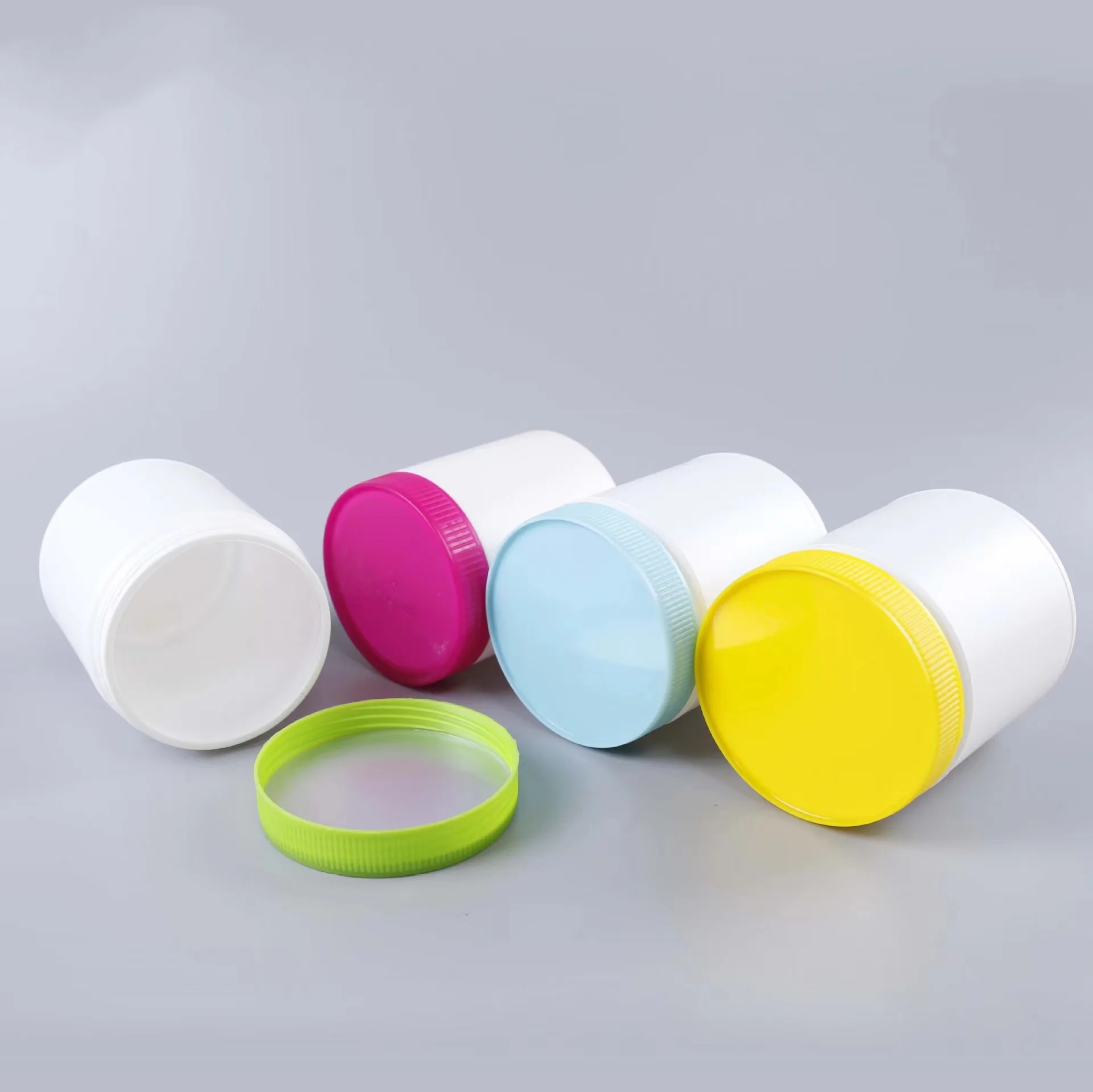 500ml Wide Mouth Round White Hdpe Plastic Bottle With Lid Package Protein Powder Jar - Buy 500ml ...