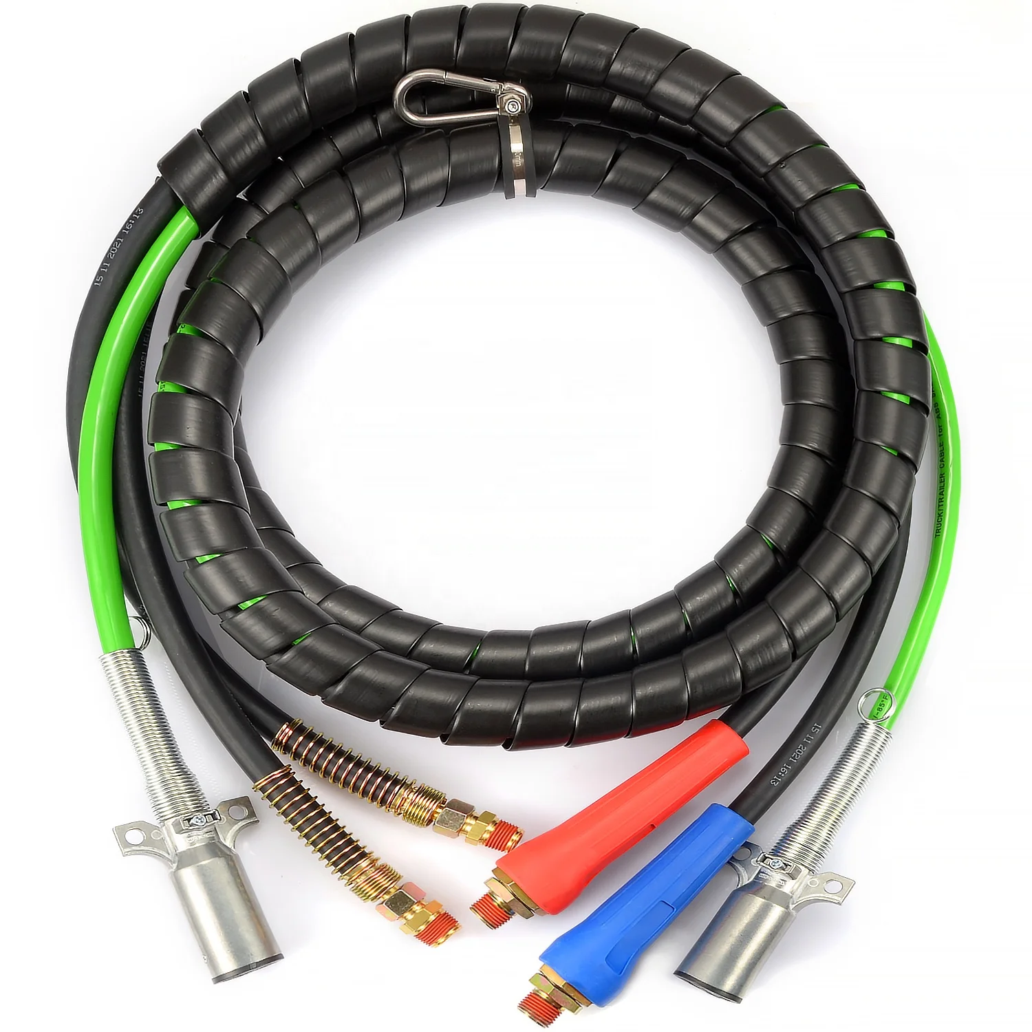 12 Ft Trailer Connector Coil Cable 3 In 1 Truck Hose Spiral Abs ...