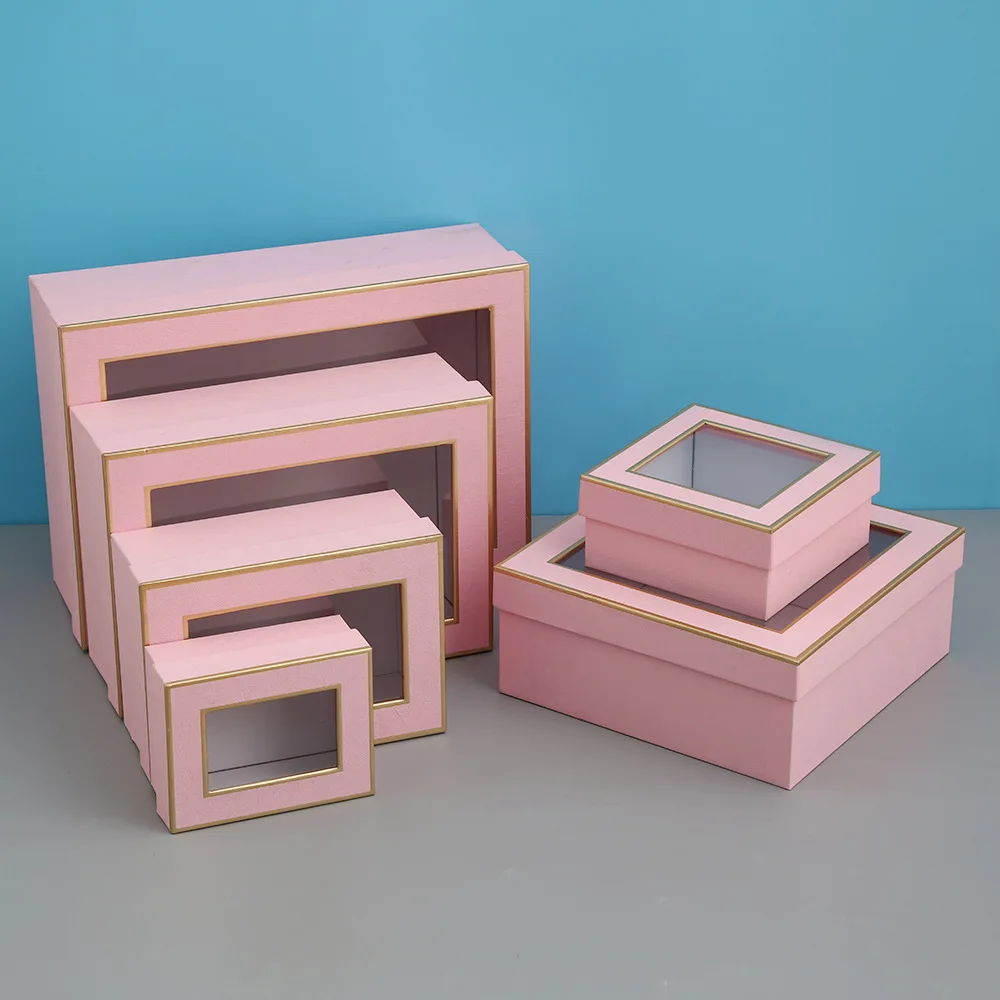 Customized Gift Box With Square Open Window And Clear Valentine's Day ...