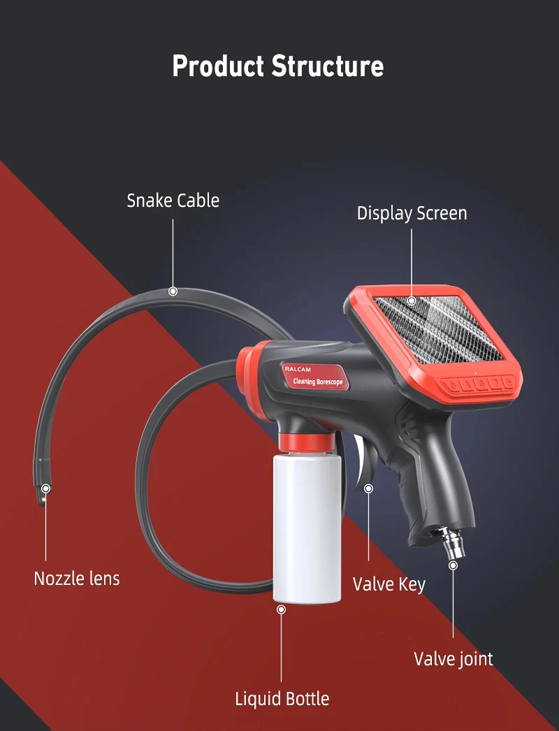 Ralcam Ip67 Automobiles Visual Washing Borescope 4.3 Inch Cmos Car Air ...