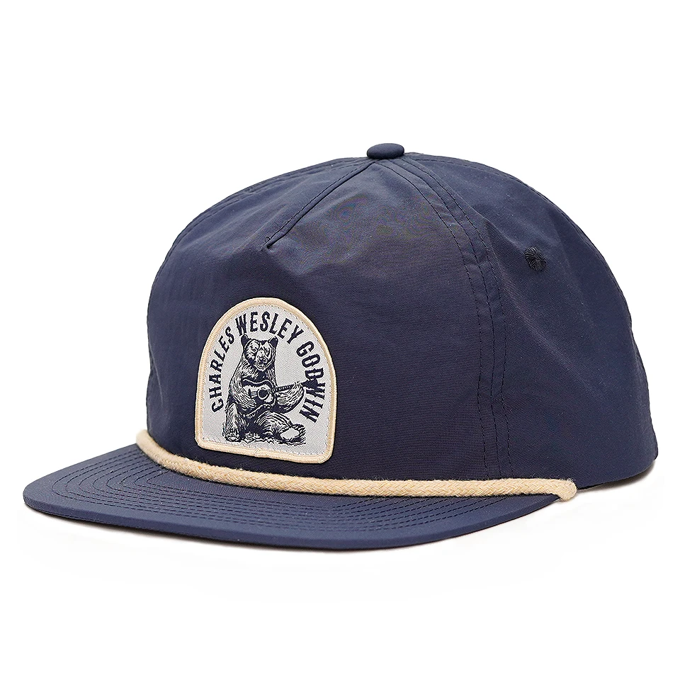 Custom 5 Panel Woven Patch Logo Unstructured Navy Blue Snapback Hats ...