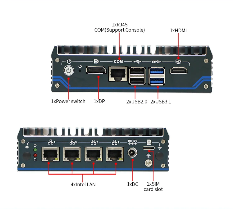 X86 Firewall Router Board J6412 - Fanless 4 Lan Mini PC