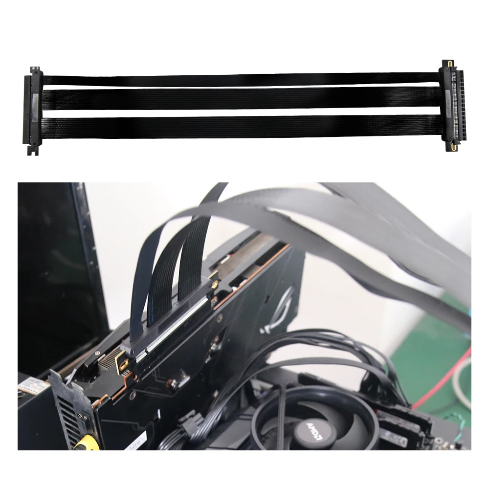 Pcie Extension Cable 180 Degree Pcie Riser Cable 16x Pci-e 16x Flexible ...