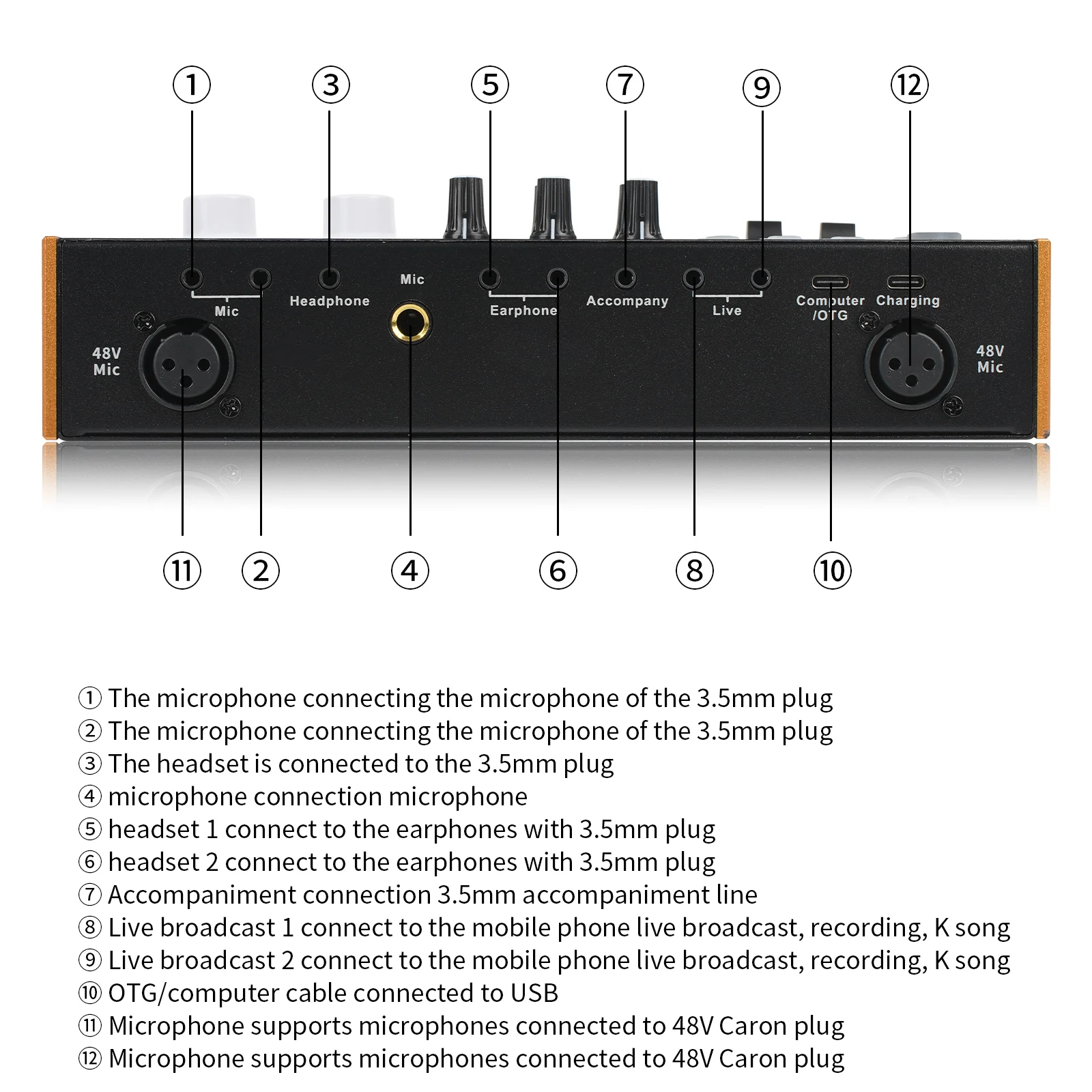 N8 All in One Audio Mixer - RGB Microphone Monitor Headphone