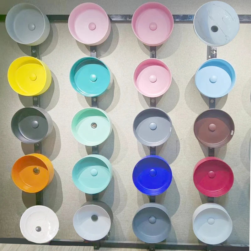 Vessel Partition Sink Circular Wash Basin Flower Vase Lavatory Ce ...