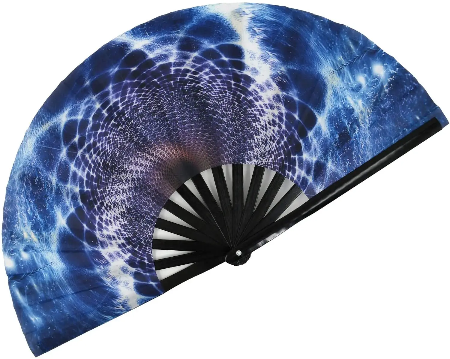 High Quality Large Rave Folding Hand Fans With Clack Sound Blue Black ...
