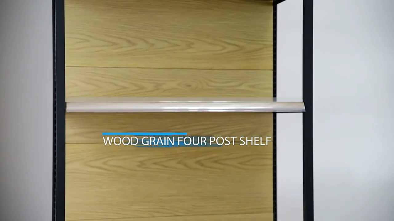 Wood Grain Supermarket Gondola Shelf Heavy Duty Cold-rolled Steel Goods ...