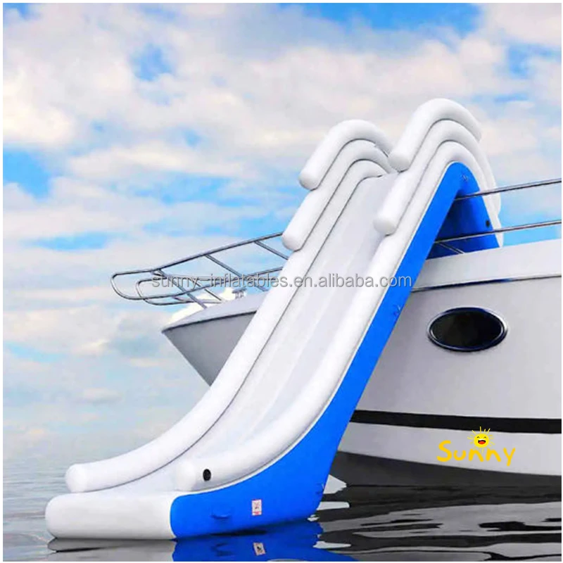 Sea Floating Inflatable Water Slide Yacht Slide Dock Free Fall ...